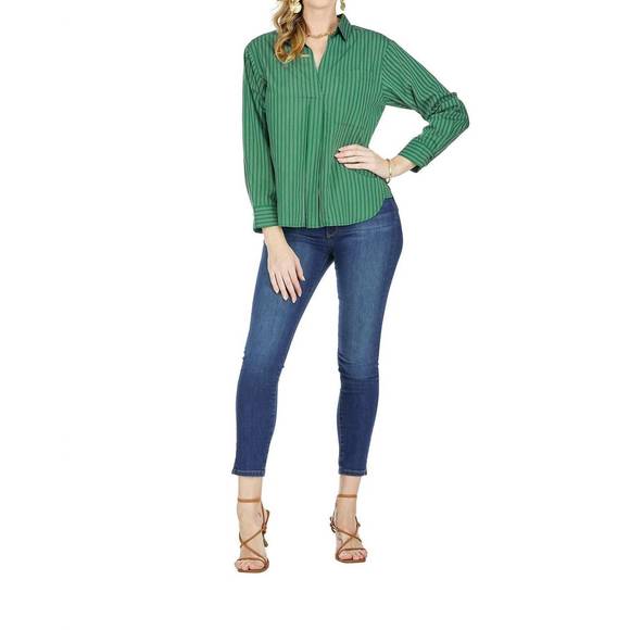Jade | Tops | New Jade Stripe Blouse In Hunter Green | Poshmark